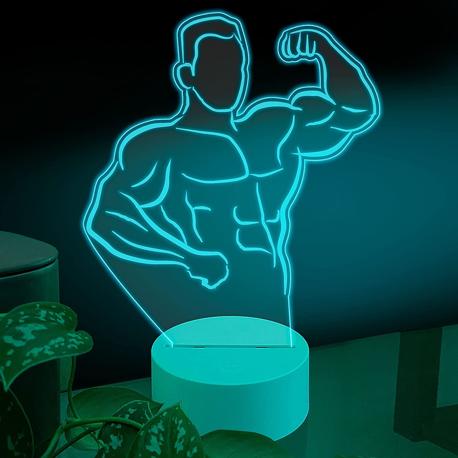 YSITIAN Gym 3D Led Table Lamp, Body Building Man with Muscles Posing ...