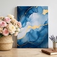 Blue Marble Canvas Wall Art for Living Room, Gradient Golden Texture ...