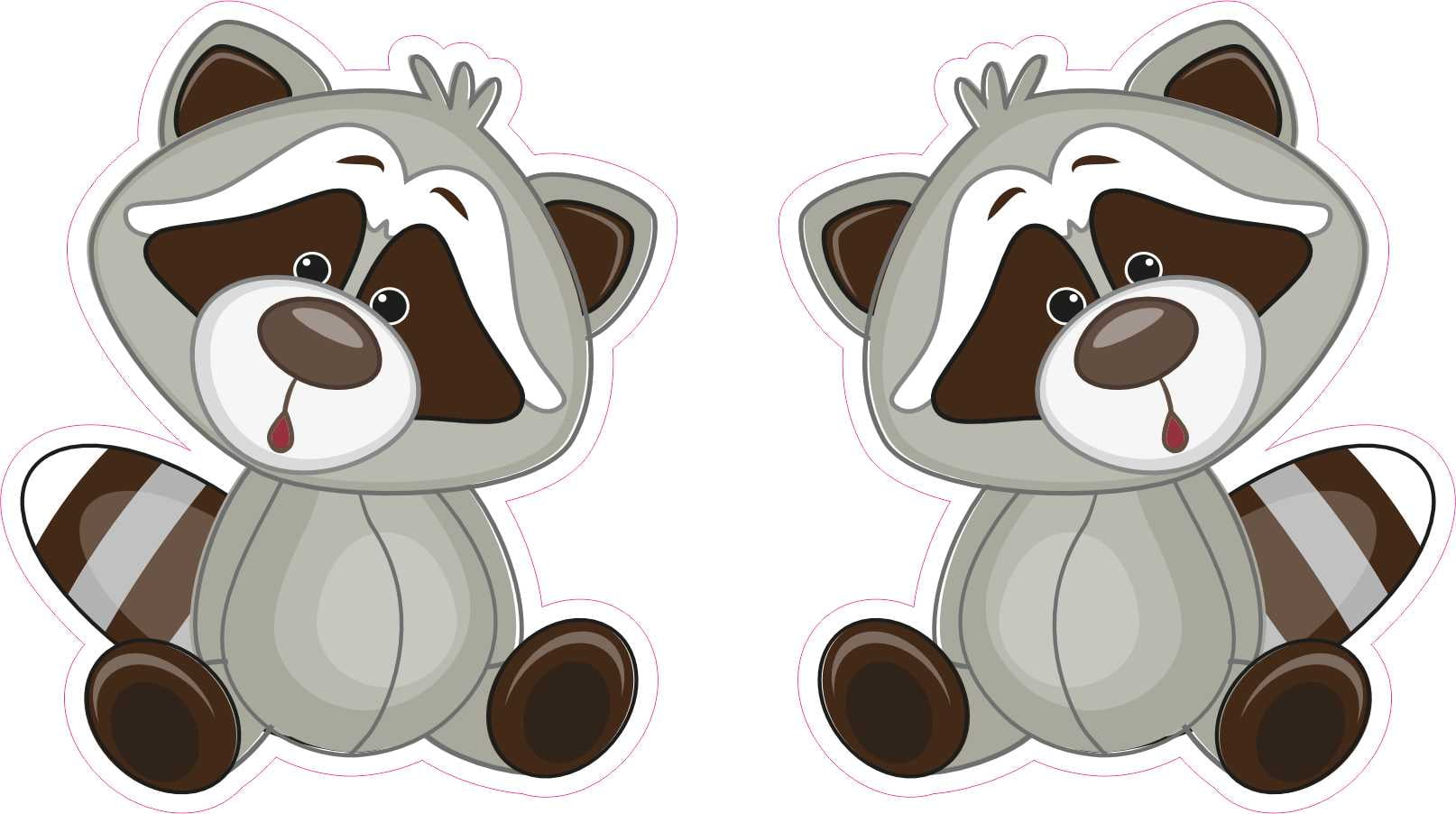 StickerTalk Raccoon Vinyl Stickers, 1 sheet of 2 stickers, 2.5 inches x ...