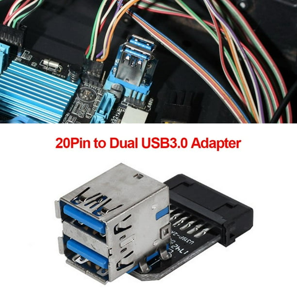 USB 3.0 20 Pin Female to Dual USB 3.0 Type A Female Motherboard Adapter ...