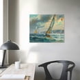 Acheng Blue Abstract Wall Art Ocean Sailboat Picture Modern Coastal ...