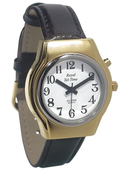 Mens One Button Talking Watch with Leather Band - Walmart.com