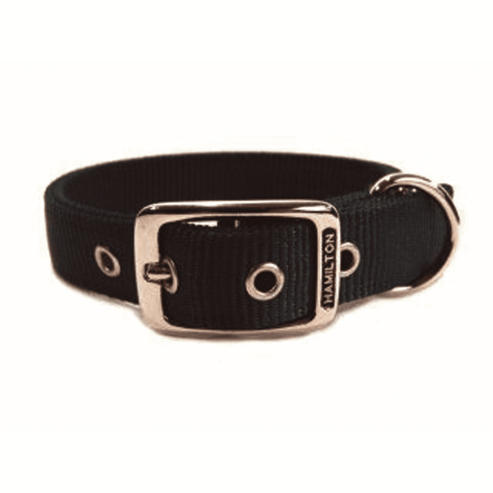 Hamilton Double Thick Nylon Deluxe Dog Collar, 1-Inch by 18-Inch, Dark ...