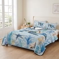 Blue Sea Turtle 3 Piece Quilt Bedding Set with 2 Pillow Shams, Nautical ...