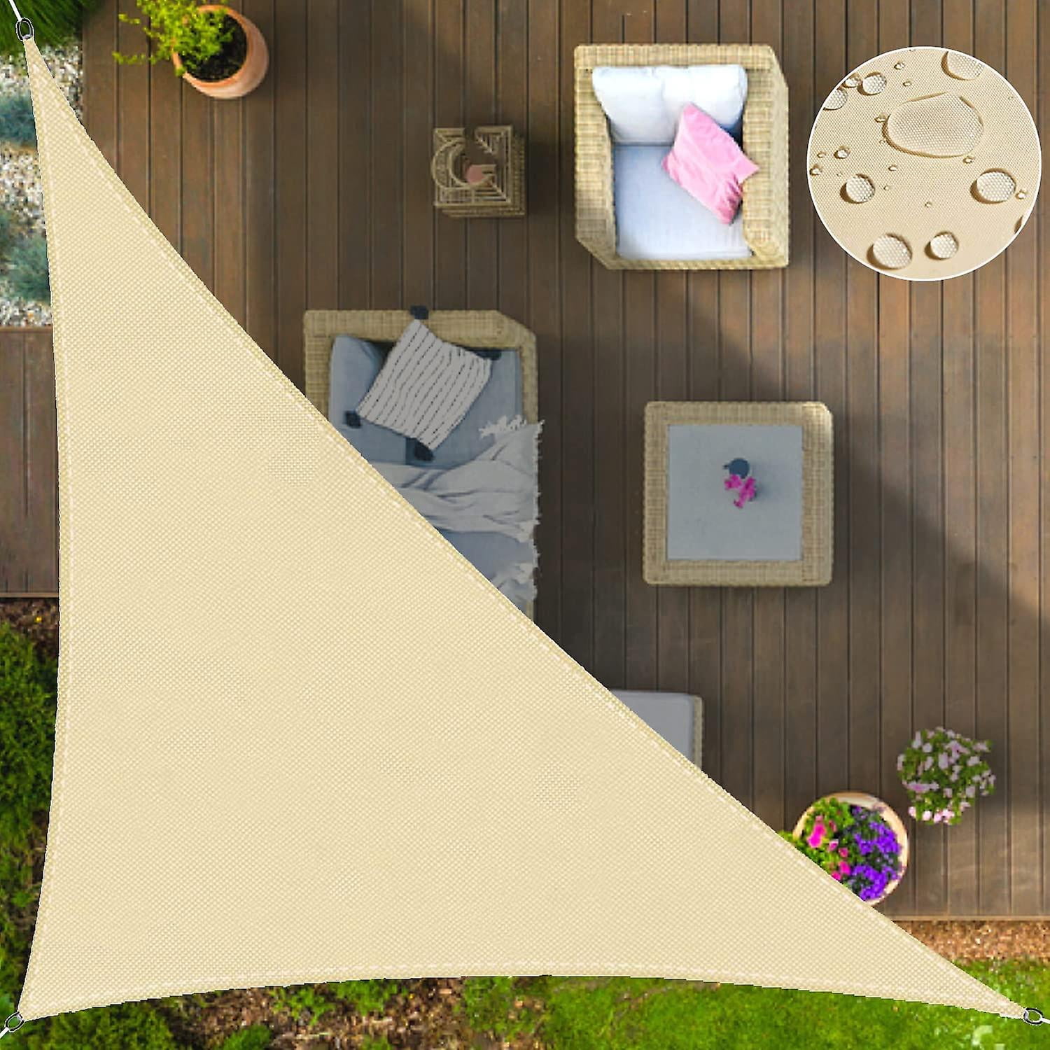 Toldo de 3m x 3m x 3m triángulo ángulo recto toldo 98% protección UV ...