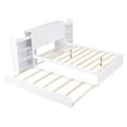 Euroco Full Size Wood Platform Bed With Trundle Flexible 4 Tier Shelf