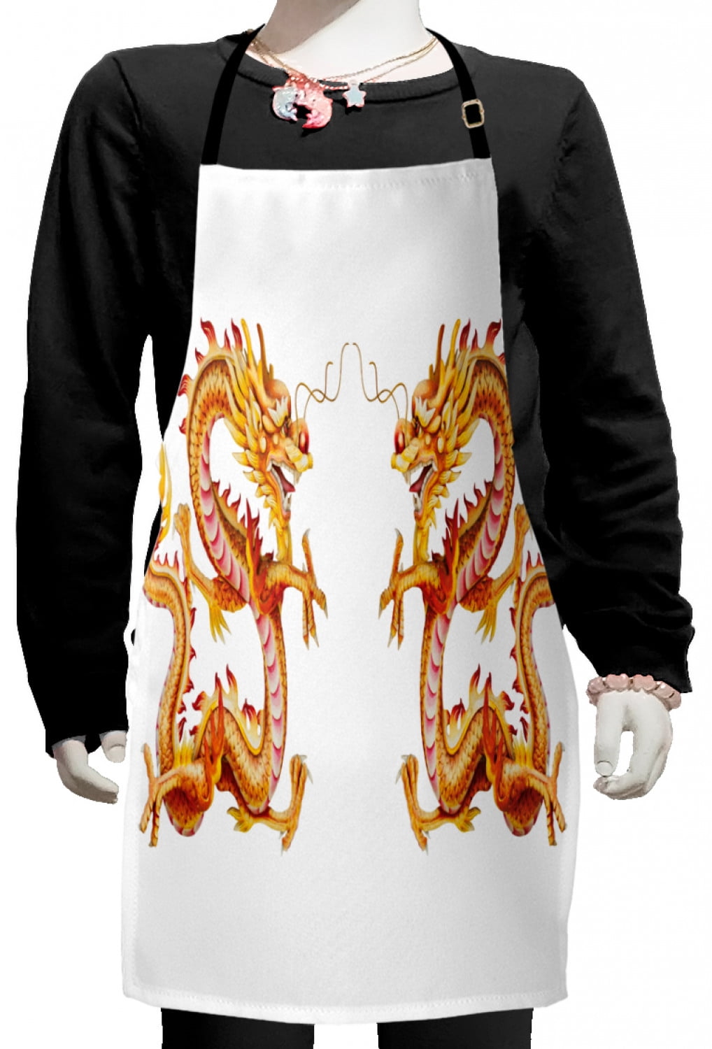 Dragon Kids Apron, Twin Fire Dragon Zodiac Statues Art Chinese ...