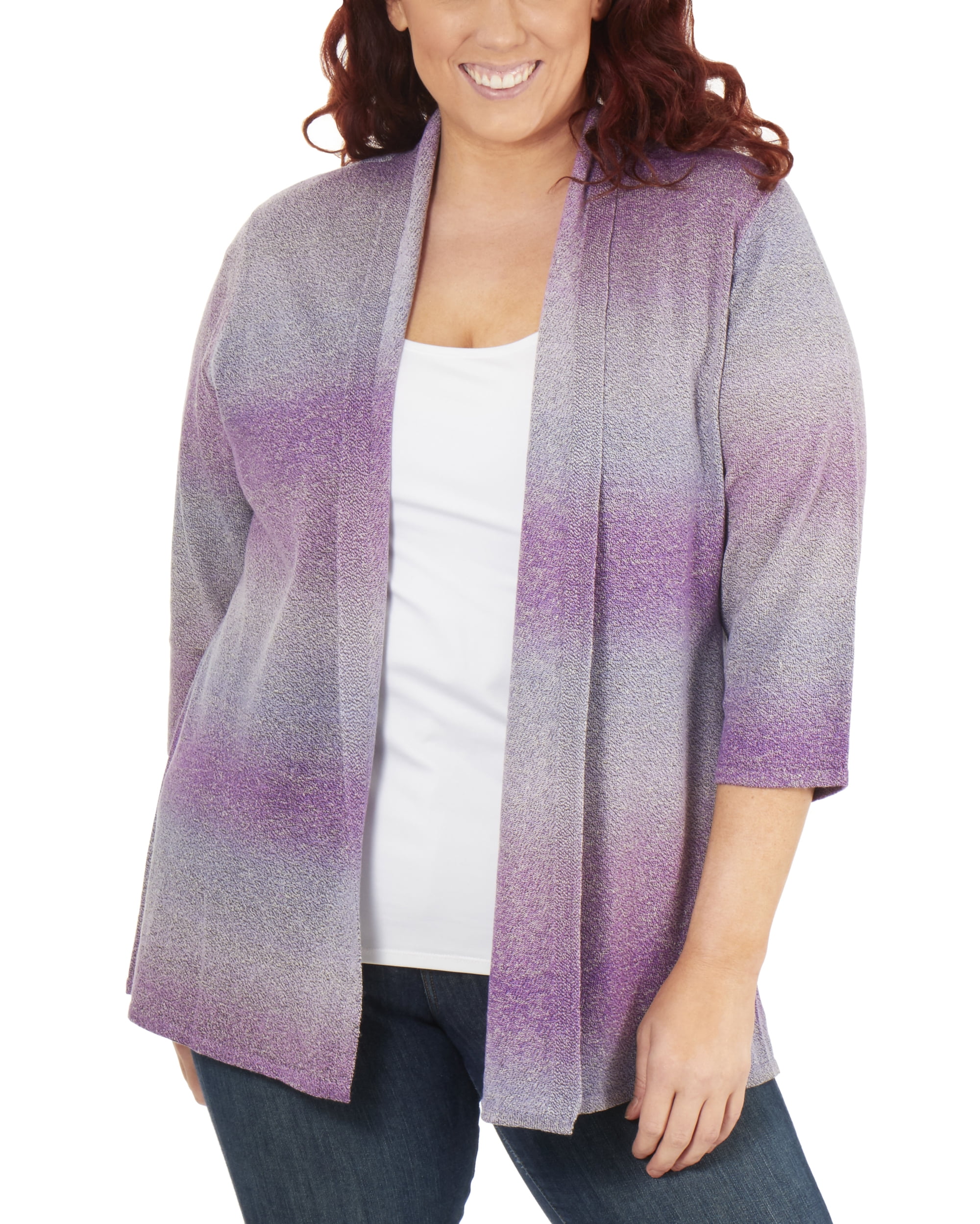 Women's Plus Size Ombre Open Front Cardigan - Walmart.com