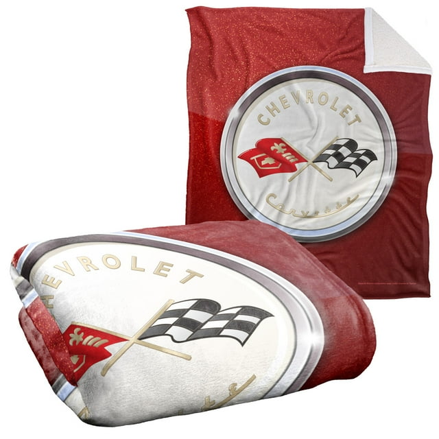 Chevrolet Blanket, 50"x60", Corvette Emblem Fleck Silky Touch Sherpa ...