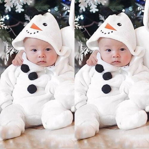 Click here for Diconna 0-3y Baby Boy Girl Snowman Hooded Jumpsuit... prices