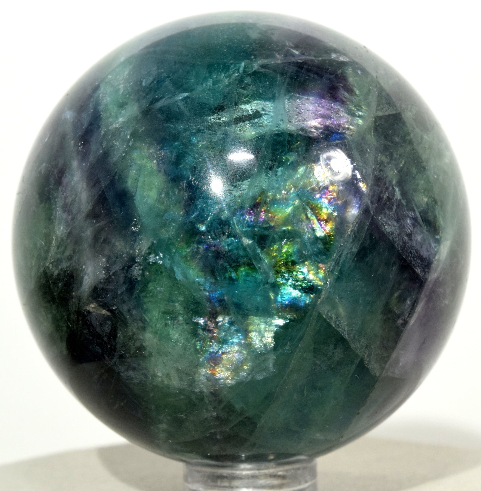 2.1" Rainbow Tri-Color Fluortie Gemstone Sphere Purple Blue Green ...