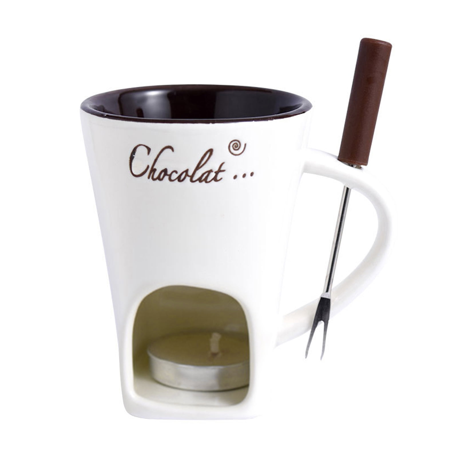 Click here for Hyasfey Chocolate Fondue Mug With Forks Candle 130... prices
