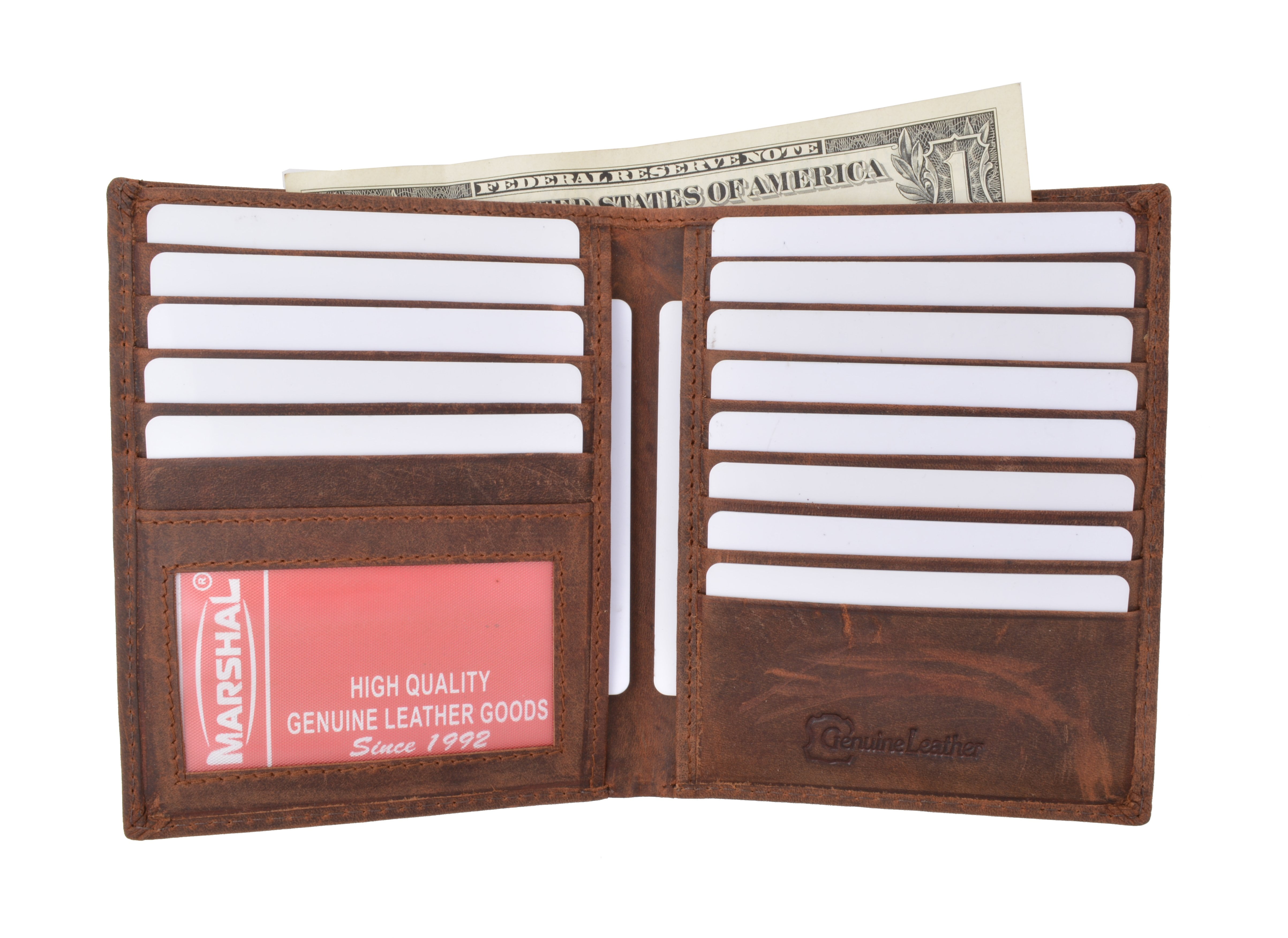 RFID Blocking Vintage Look Genuine Leather Bifold Hipster Credit Card ...