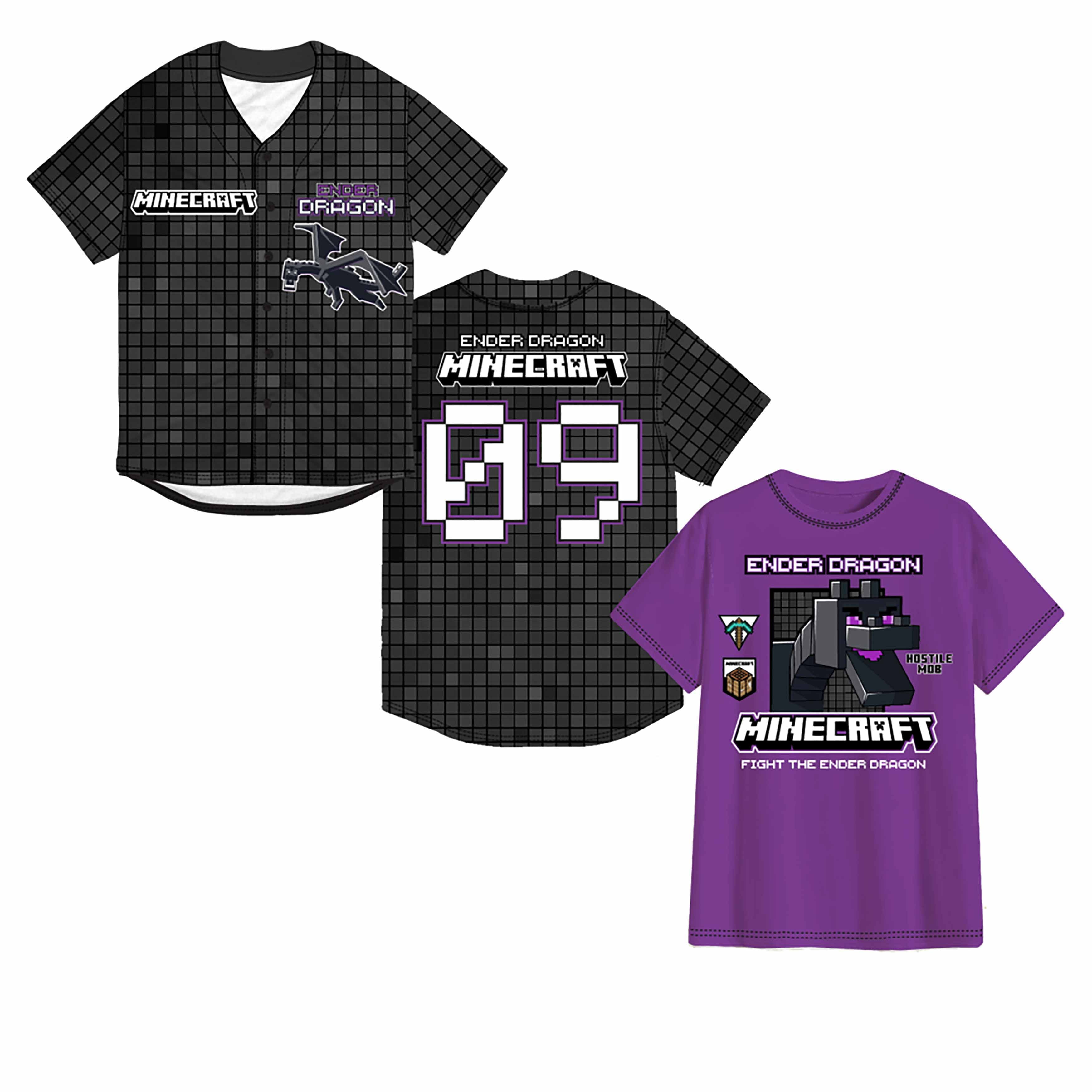 Minecraft Boys T-Shirt 2-Pack, Baseball Shirt and Tee 2-Pack Bundle Set ...