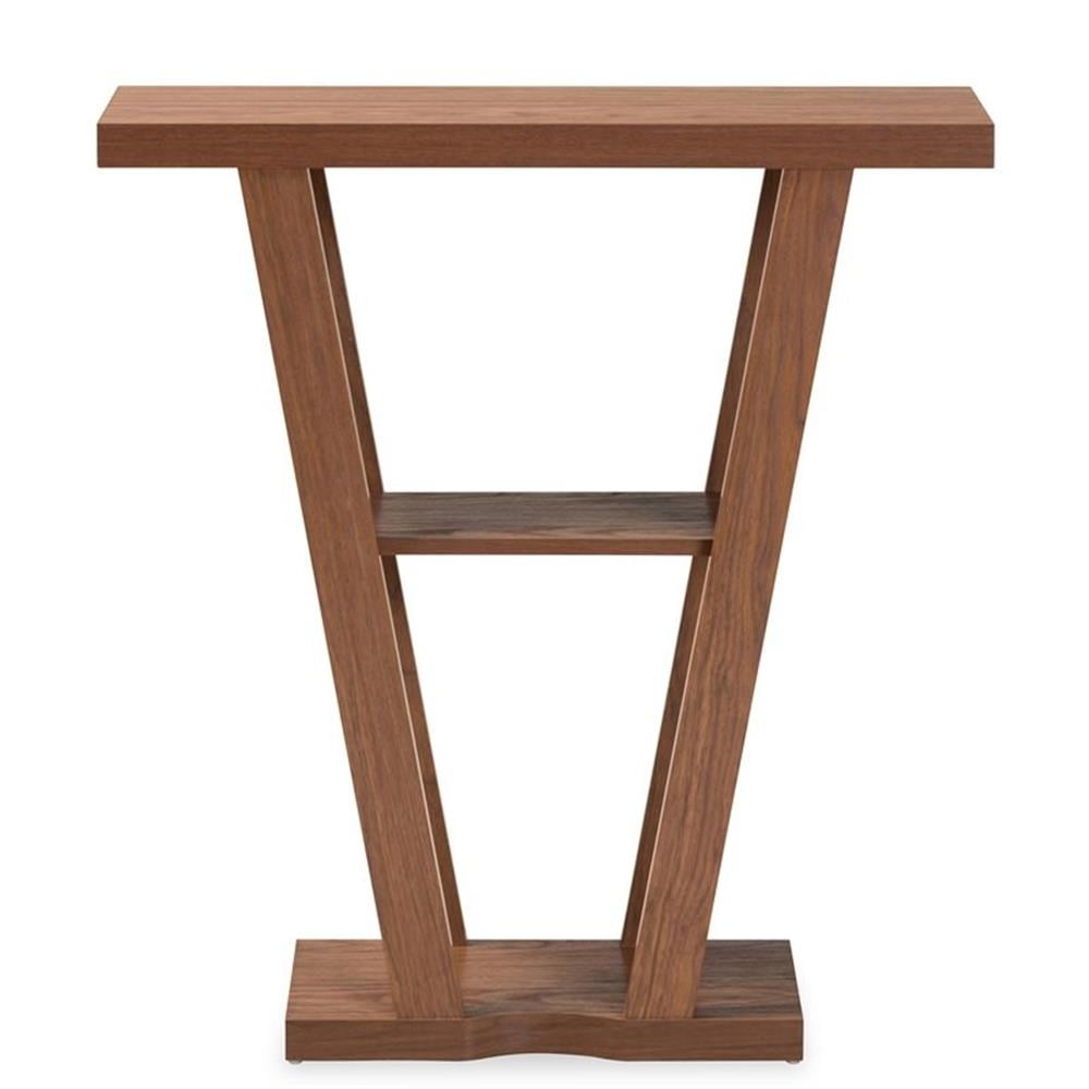 Click here for Bowery Hill Walnut Brown Finished Wood Console Tab... prices
