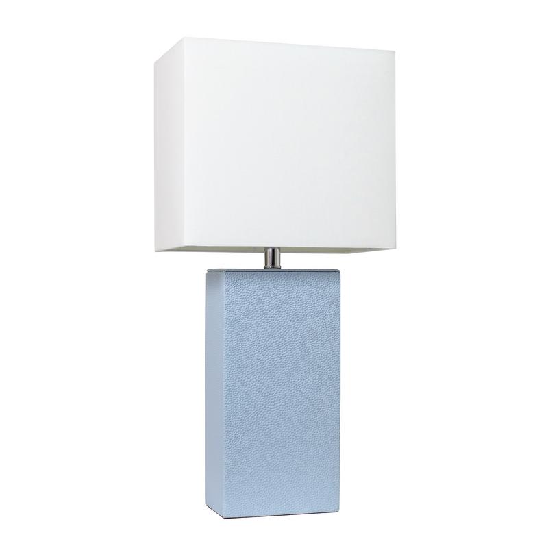 Elegant Designs Modern Leather Table Lamp with White Fabric Shade ...