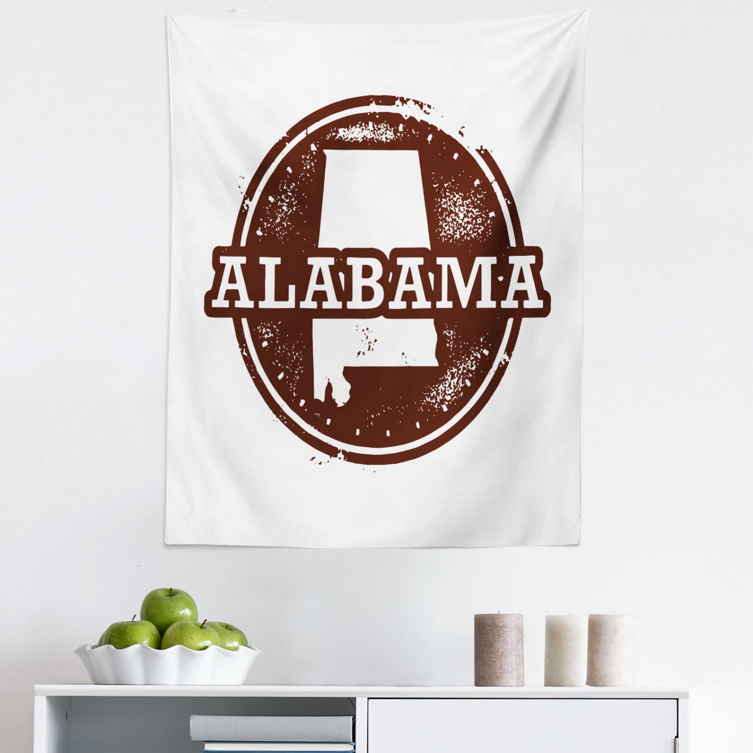 Alabama Tapestry, Vintage Style Alabama Map Outline on Weathered ...