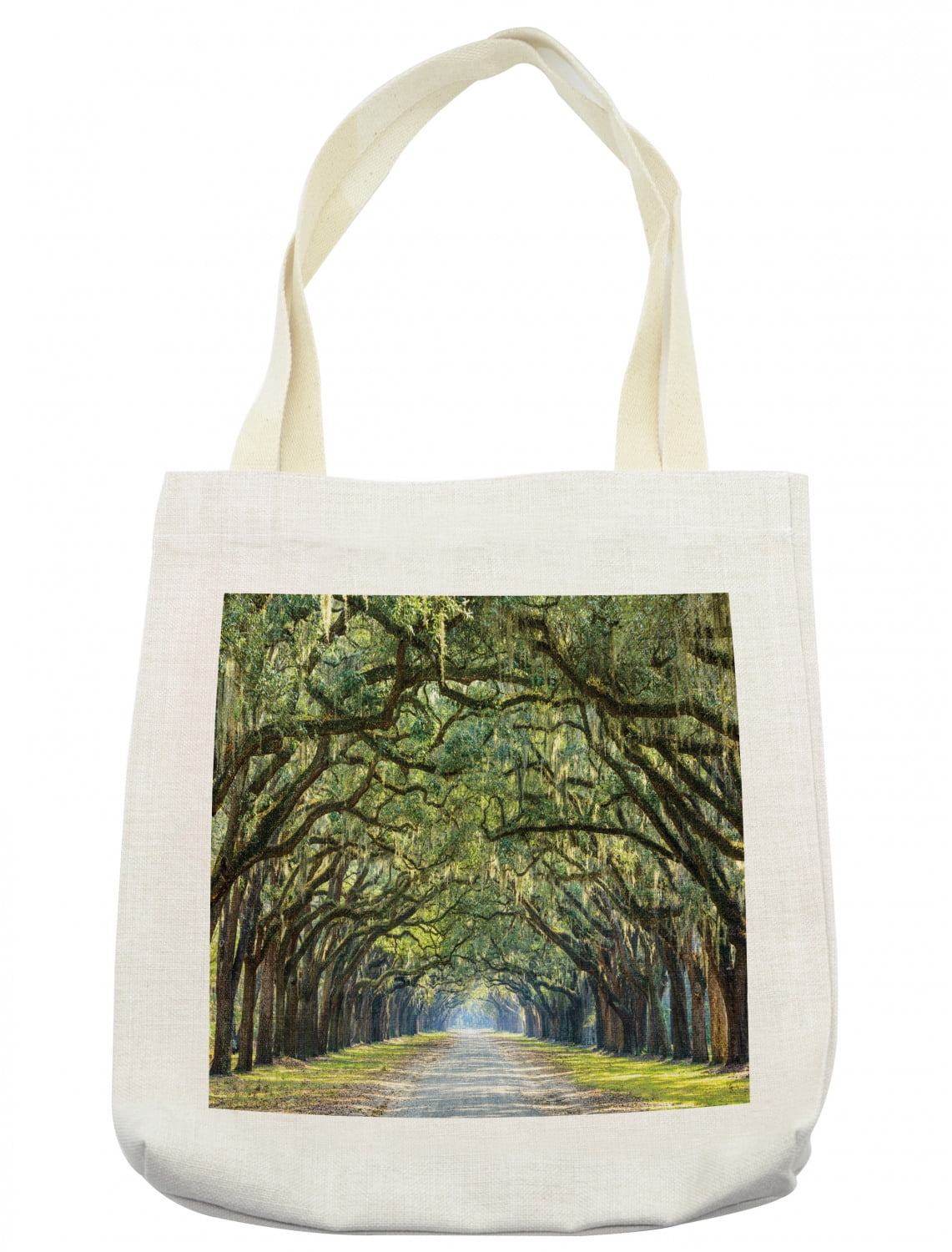 Forest Tote Bag, Tranquil Pathway Strong Spring Trees Serene Nature ...