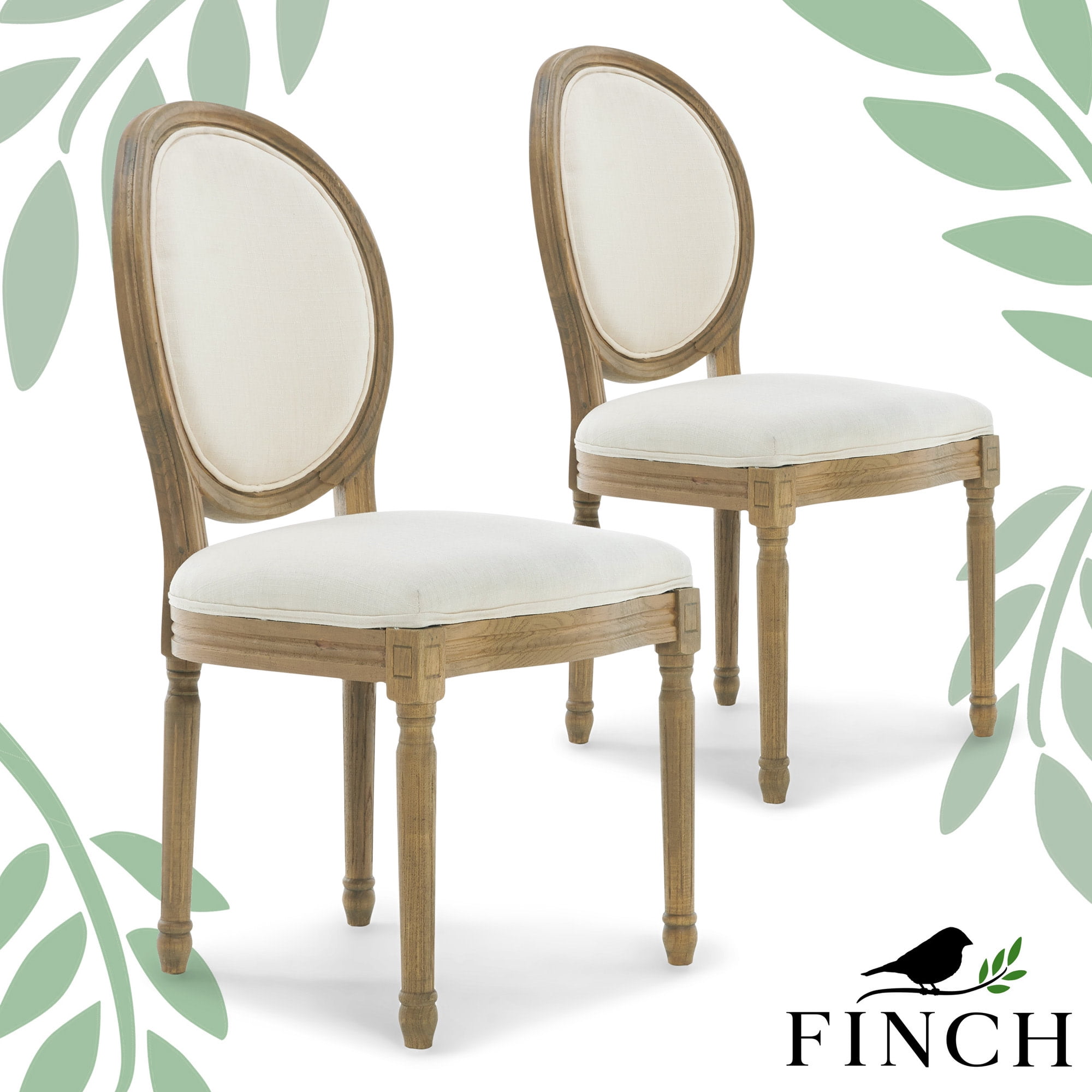 Finch Avignon French Country Upholstered Dining Chair, Vintage Cream ...