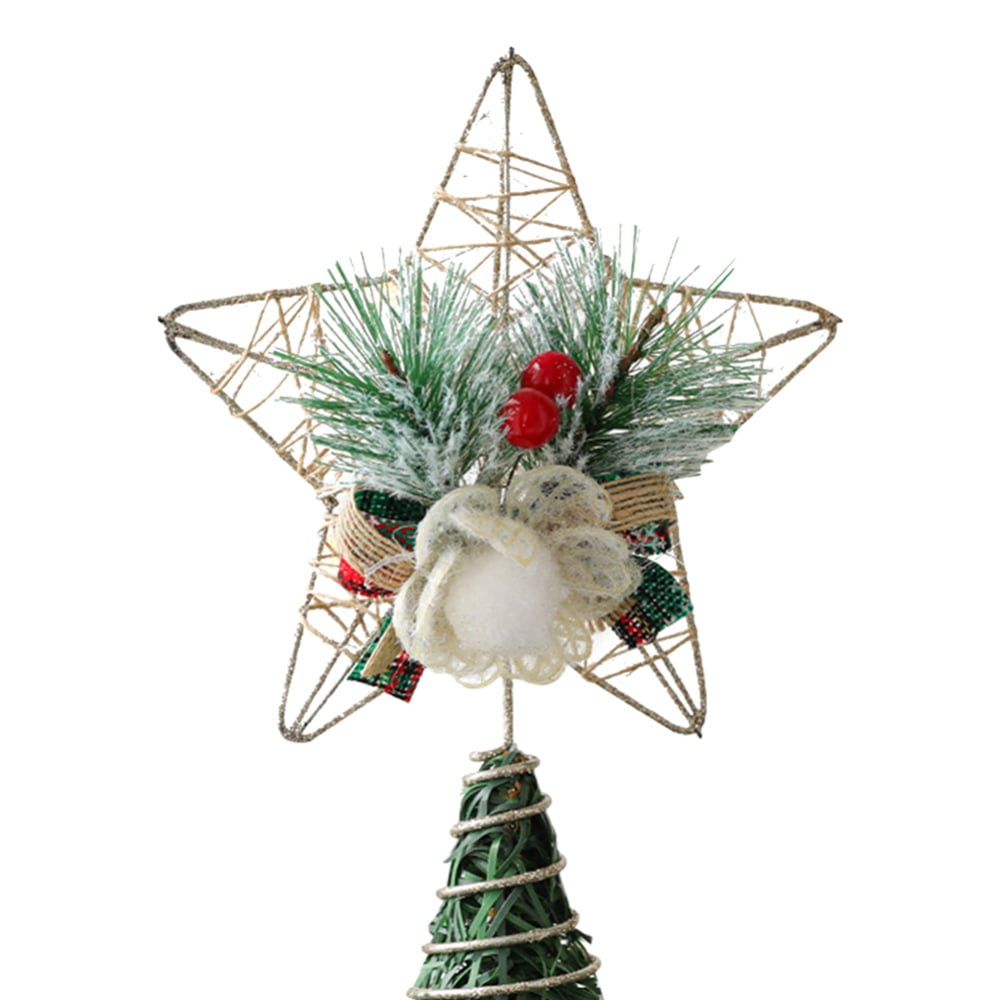 6" Christmas Star Tree Topper, Indoor Rattan Natural Star Tree Topper ...
