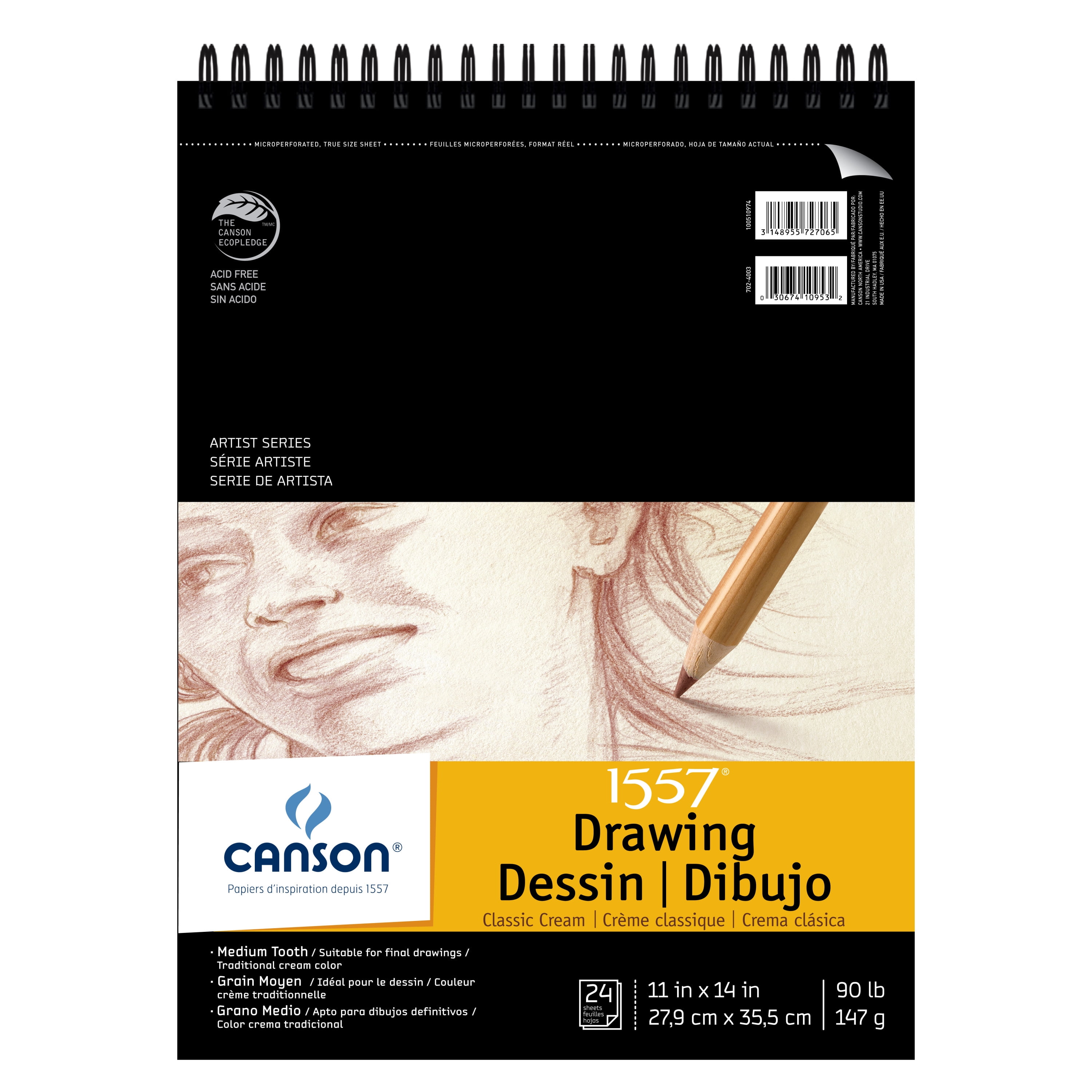 Canson Artist Series Classic Cream Drawing Pad 11in x 14in 24 Sheets ...