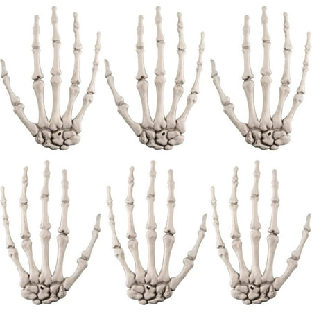 6 Pieces Halloween Skeleton Hands Plastic Fake Human Hand Bone ...
