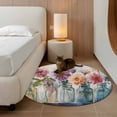 Flowers Leaves Round Area Rug 4 FT, Non Slip Indoor Outdoor Rug ...