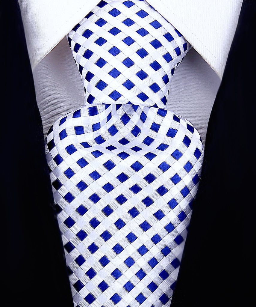 Extra Long Tie for Men - Checkerboard XL Ties - 63 in Tie - Navy Blue ...