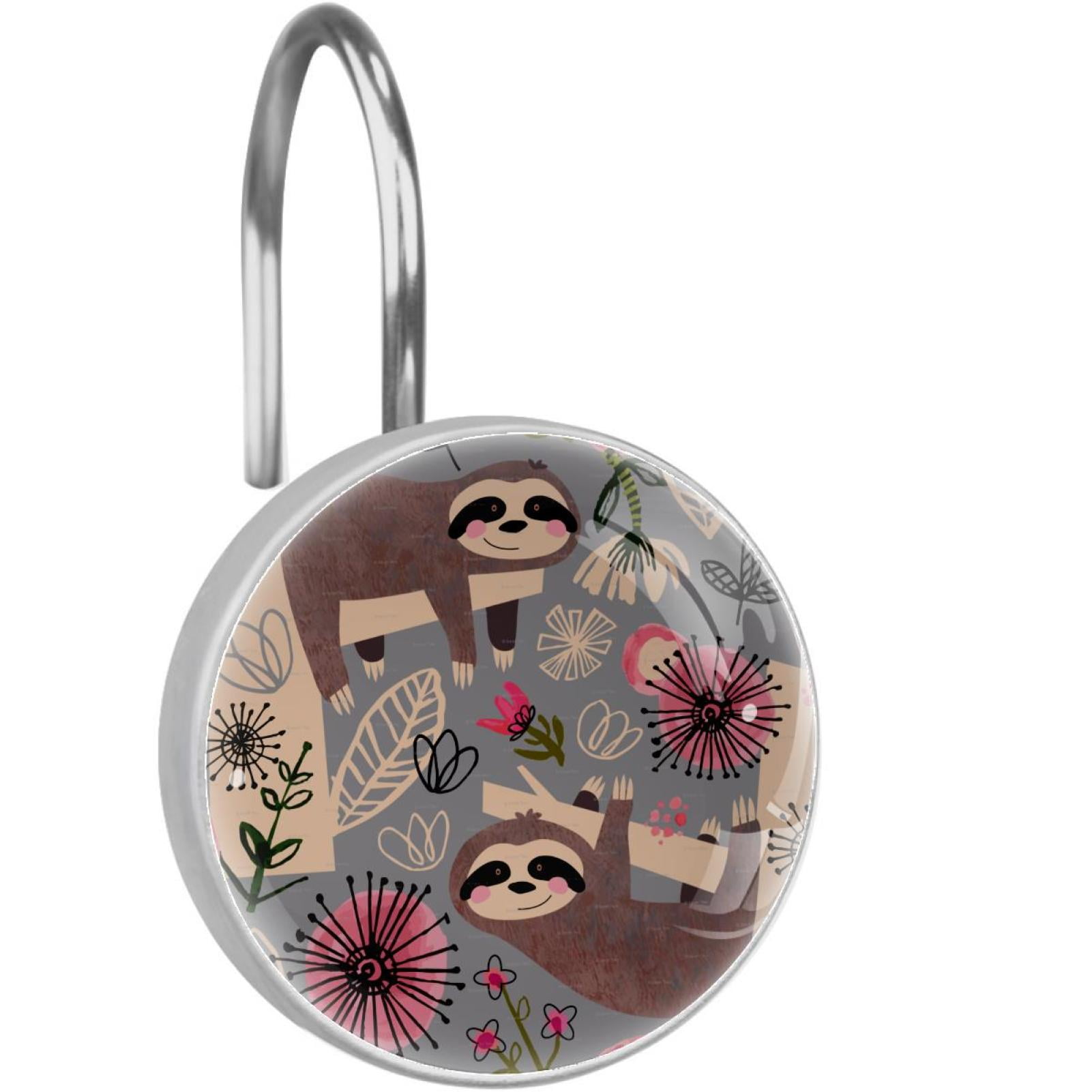 Cartoon Sloth Shower Curtain Hooks（Set of 12）for Home Hotel Shower Rods ...