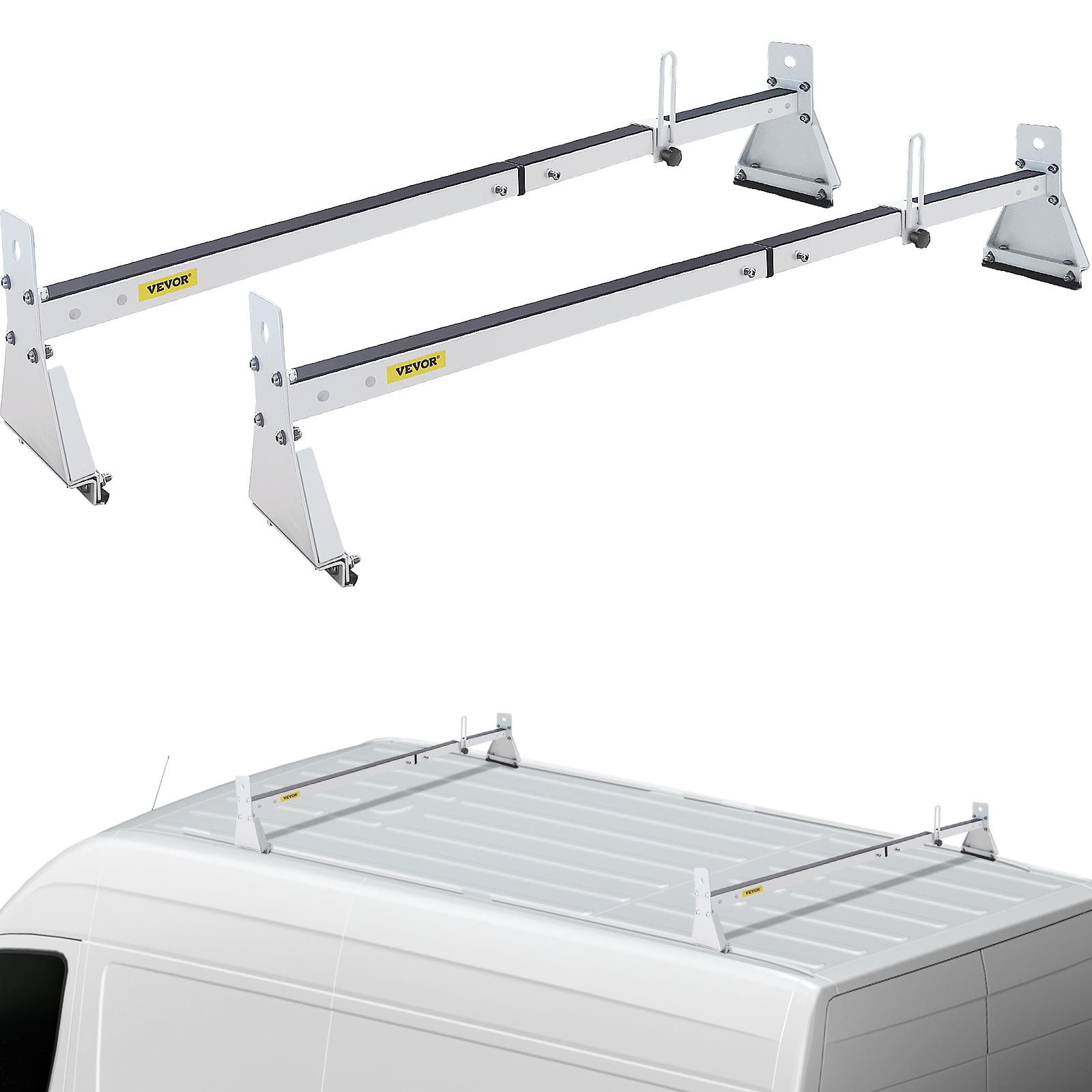 VEVOR Roof Ladder Rack Van Ladder Rack 52"-63.8" Adjustable 2 Bars 331 ...