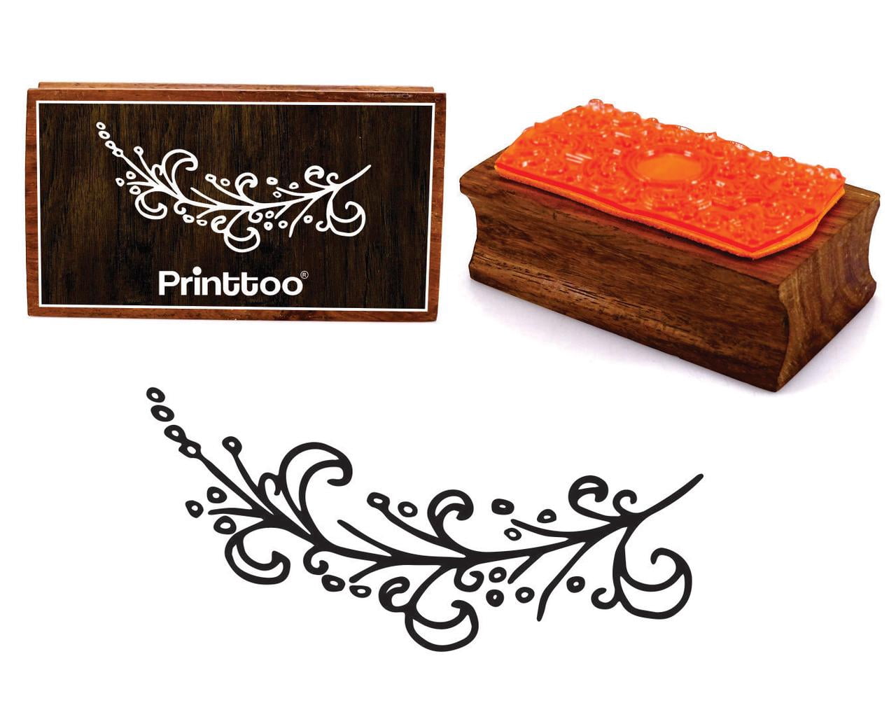 Printtoo Floral Branch Rectangular Wooden Rubber Stamp Block Crafting ...