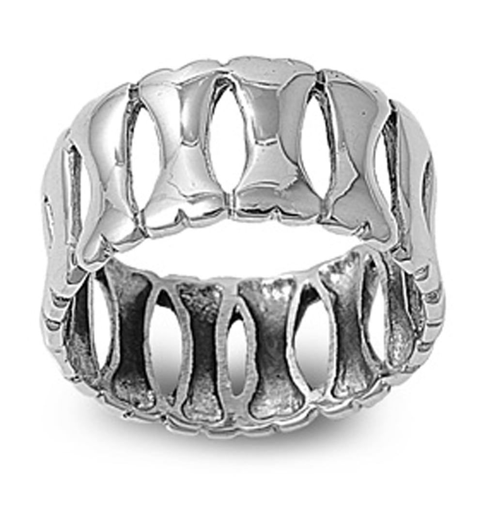 Eternity Dog Bone Wide Pet Ring .925 Sterling Silver Band Jewelry ...