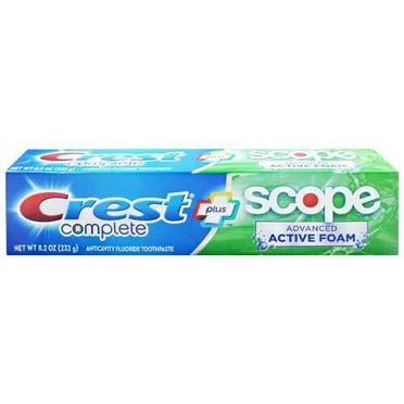 Crest Complete Toothpaste Plus Scope Advanced Active Foam, Striped, 8.2 ...