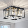 4-light 9-crystal ceiling light, close to ceiling, 2-layer square ...