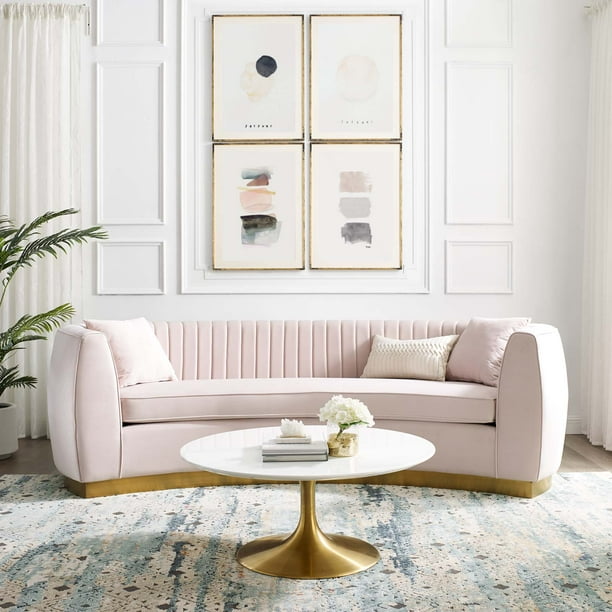 Modway Enthusiastic Vertical Channel Tufted Curved Performance Velvet ...