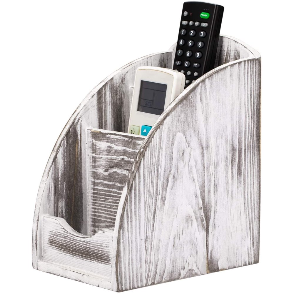 Remote Control Holder, 3 Slot Wooden Remote Control Caddy Media ...