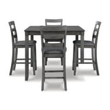 Signature Design by Ashley Wood Square Kitchen Table with Bar Stools (Set of 5), Bridson Counter ...