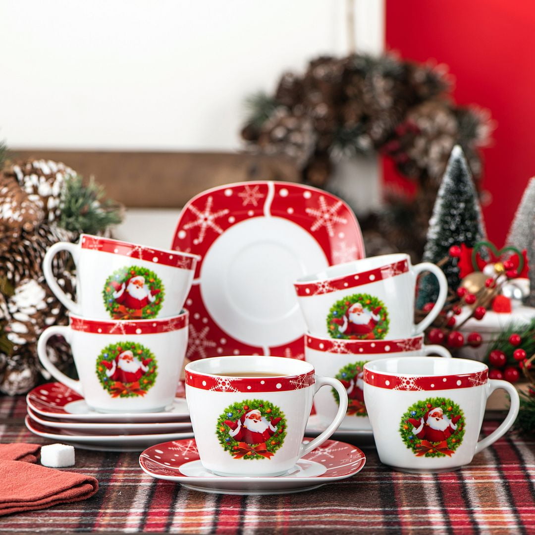 VEWEET, Series SANTACLAUS, 12-Piece Porcelain Coffee Set Dinnerware Set ...