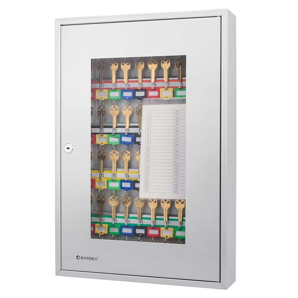 Barska 50 Position Key Security Wall Cabinet Lock Box with Glass Door ...