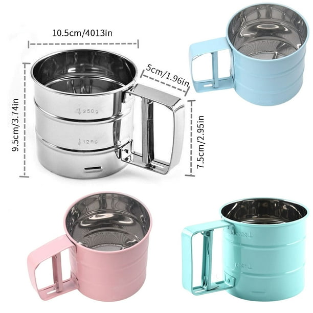 Flour Sieve Cup Stainless Steel Mesh Shaking Strainer with Handle Cake ...