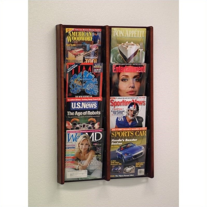 Wooden Mallet 8 Pocket Acrylic and Oak Literature Display in Mahogany ...