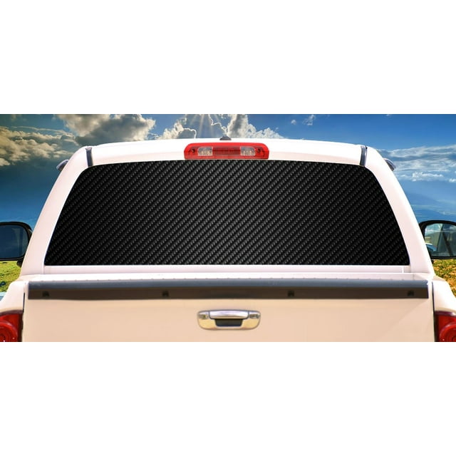 CARBON FIBER Rear Window Graphic truck view thru vinyl decal back ...