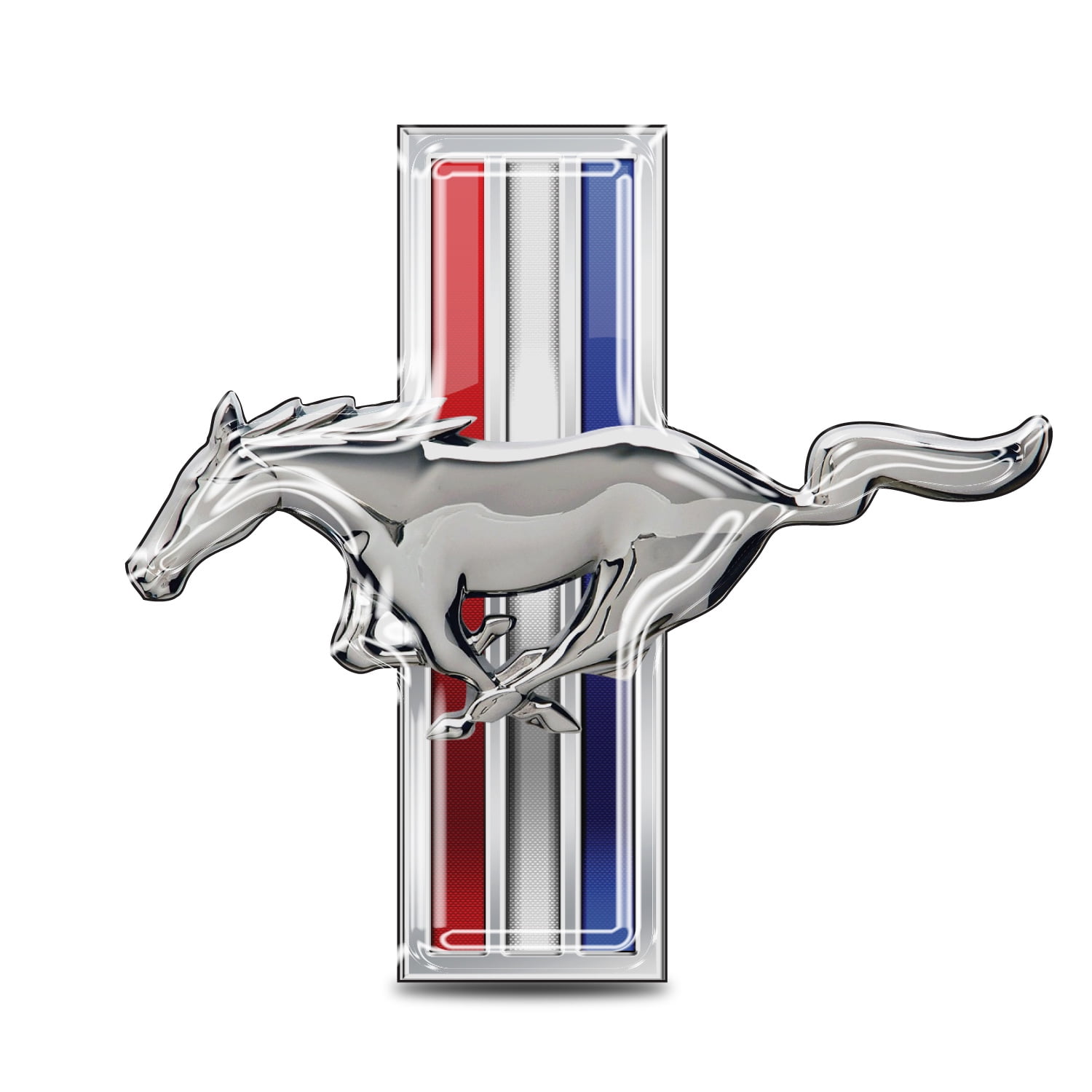 Ford Mustang Tri-Bar Logo 4" Full-Color Flexible 3D Clear Dome Decal ...