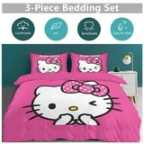 Cartoon Hello Kitty Sheet Set - Super Soft 3 Piece Bedding Set ...