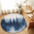Abstract Dark Green Forest Area Rugs 3' (Round) Tree Fog Landscape ...