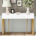 Noble House Modern Console Table with Drawers & Gold Frame,Geometric ...