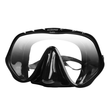 ScubaMax Quattro Frameless Low Volume Diving Mask - Black Silicone ...