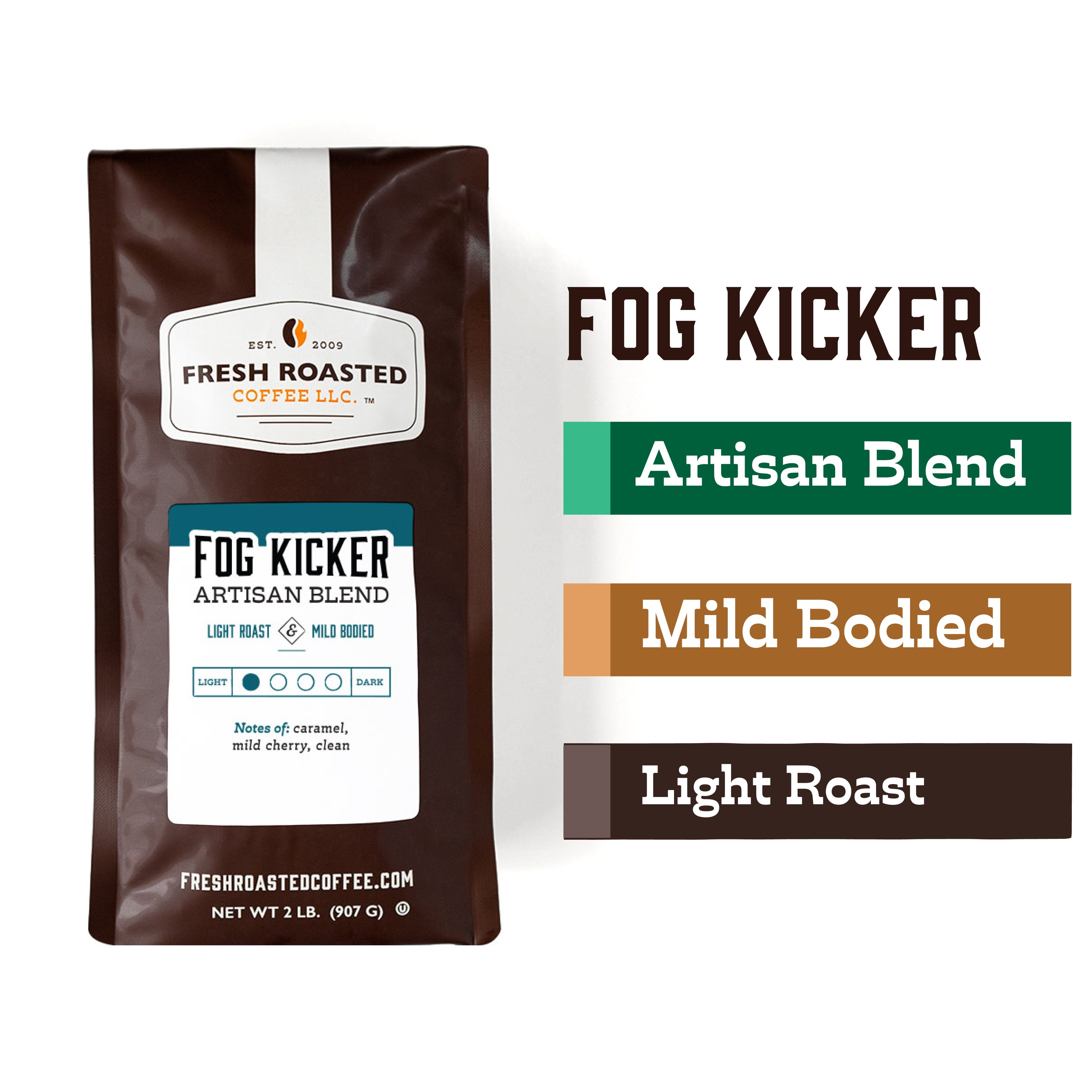 Fresh Roasted Coffee, Fog Kicker Blend Coffee, Light Roast, Whole Bean ...