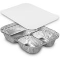 Three-Compartment Oblong Food Container 24 oz 6.38 x 1.47 x 8 Silver ...