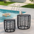 EVERITE Outdoor Side Table Modern Boho Style with Built-in Solar Lights ...